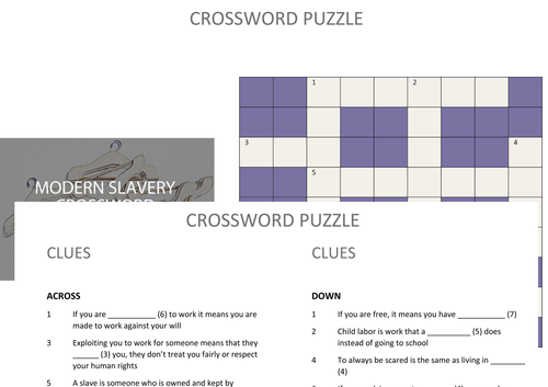 Modern Slavery Crossword Puzzle and Lesson Plan (US) | Teaching Resources