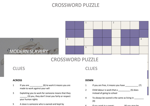 Modern Slavery Crossword Puzzle and Lesson Plan (UK) | Teaching Resources
