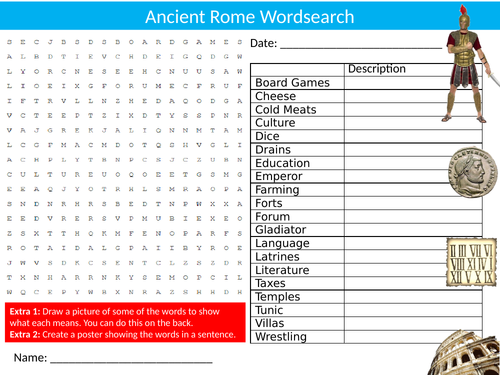 Ancient Rome Wordsearch Sheet Starter Activity Keywords Cover History ...