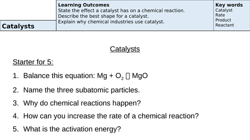 Catalysts | Teaching Resources