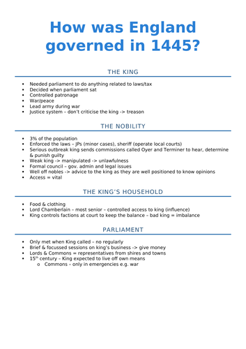 OCR A Level History - Wars of the Roses - chapter 1 notes - The ...