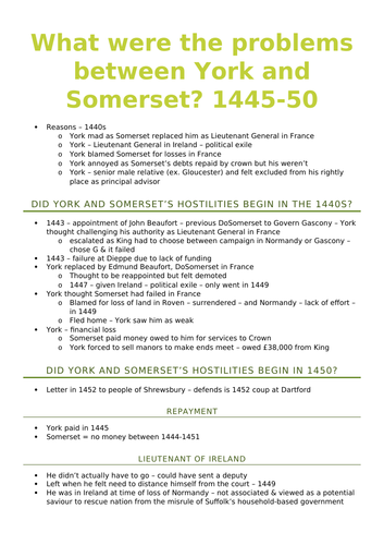 OCR A Level History - Wars of the Roses - chapter 1 notes - The ...