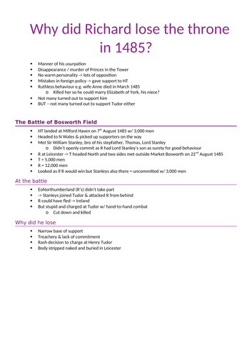 OCR A Level History ~ Wars of the Roses, Chapter 5 - Ed IV and Richard ...