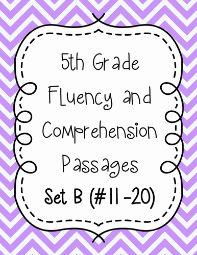 5th Grade Fluency Passages with Comprehension Questions Set B (#11-20 ...
