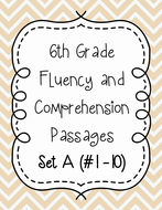 6th Grade Fluency Passages with Comprehension Questions Set A (#1-10 ...