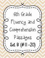 6th Grade Fluency Passages with Comprehension Questions Set B (#11-20 ...