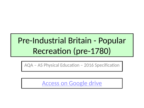Sport & Society - Pre-Industrial Britain - Popular Recreation (pre-1780 ...