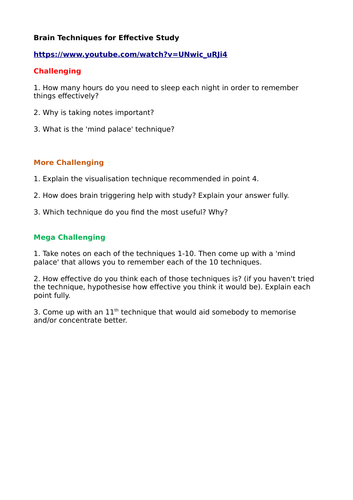 Revision Skills | Teaching Resources