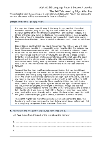 AQA Language Paper 1, Section A | Teaching Resources
