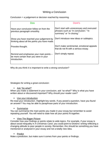 Academic Writing Essay Conclusions Structure Tips Worksheets Tasks GCSE ...