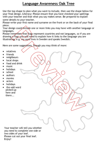 EDL European Day of Languages Oak Tree | Teaching Resources