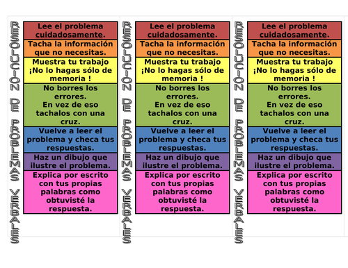 Problem Solving Bookmarks in English and Spanish | Teaching Resources