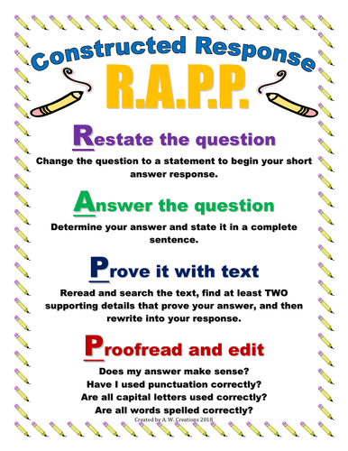 R.A.P.P. Constructed Response Poster | Teaching Resources
