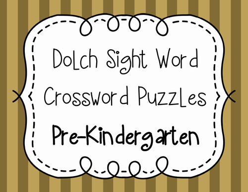 Pre-Primer (Pre-Kindergarten) Dolch Sight Words Crossword Puzzle ...