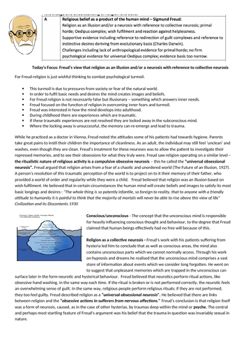 Freud and Religion as Neurosis A2 Introduction Religion as Product of ...