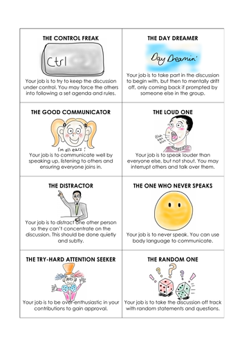 Discussion Role Play Cards | Teaching Resources