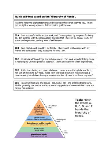 AQA psychology A level Humanistic Approach | Teaching Resources