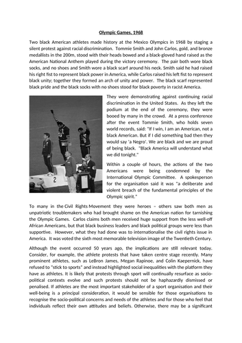 1968 Olympic Games: Black Power in Mexico | Teaching Resources