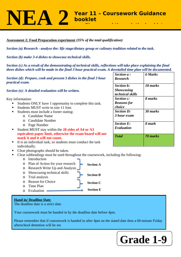 Nea 2 Food Booklet AQA | Teaching Resources