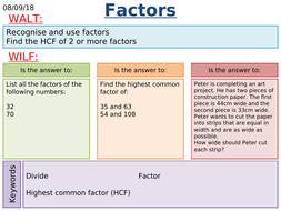 KS3 Maths: Multiples, LCM, Factors, HCF, Primes and PFD | Teaching ...