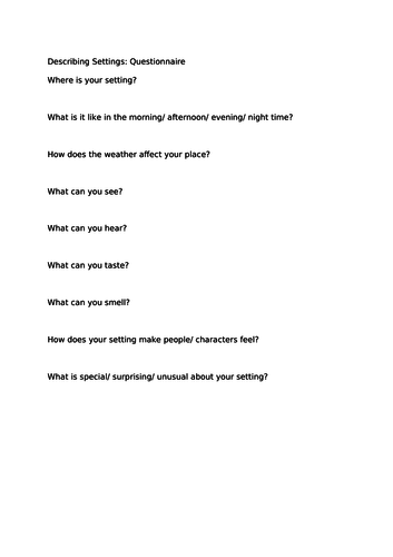 Creative Writing Planning; Character, Setting, Plotting | Teaching ...