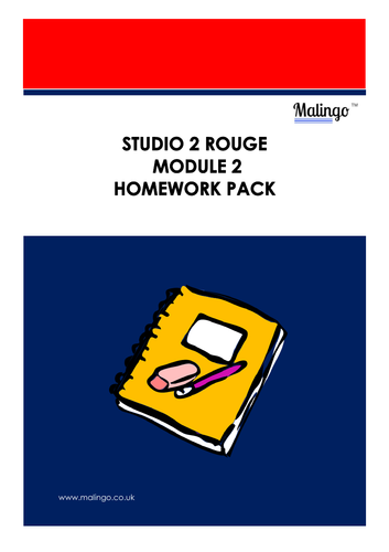 Studio 2 rouge module 2 homework pack 'Paris je t'adore!' | Teaching ...