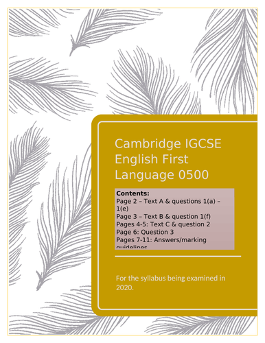 Cambridge IGCSE 0500 English Language Practice Paper 1 | Teaching Resources