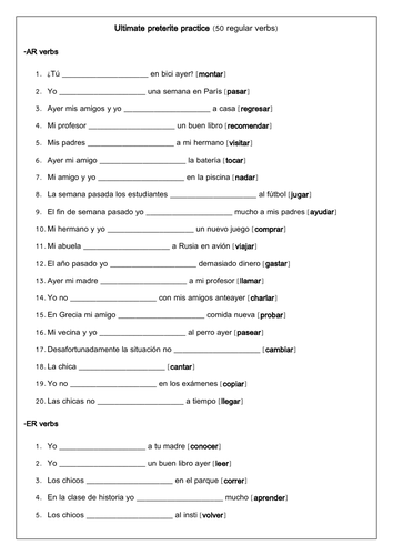 Spanish GCSE Preterite Resource Pack: Past tense explanations & grammar ...