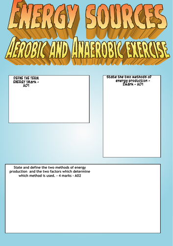 GCSE PE - Energy Sources - Aerobic & anaerobic exercise | Teaching ...