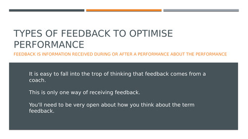 GCSE PE - Types of Feedback | Teaching Resources