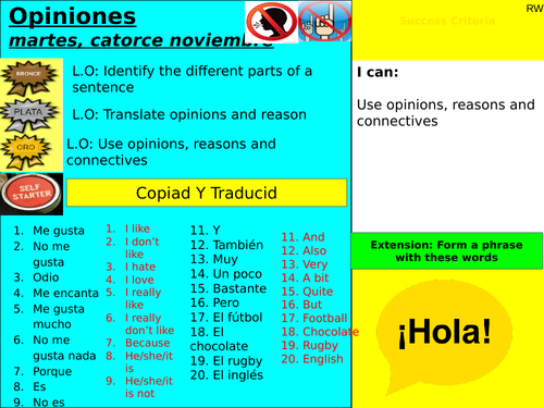 Year 7 Spanish - Week 9 - Whole Lesson - Opinions and Reasons - Viva 1 ...