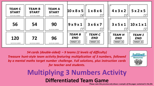 Multiplying 3 Numbers | Teaching Resources