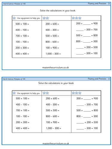 Year 3- Autumn Week 1- Block 2- Addition and Subtraction Differentiated ...