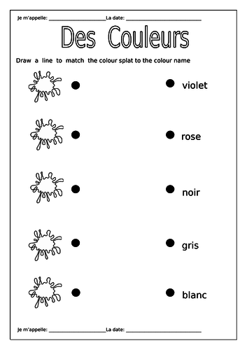 FRENCH - Colours - Des Couleurs - Worksheets | Teaching Resources