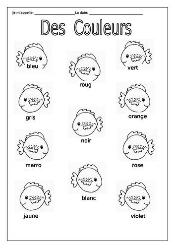 FRENCH - Colours - Des Couleurs - Worksheets | Teaching Resources