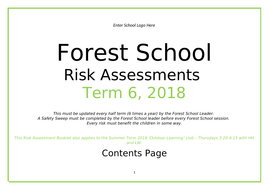 FOREST SCHOOL RISK ASSESSMENT BOOKLET AND SAFETY SWEEP TEMPLATE ...