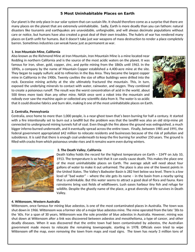 5 Most Uninhabitable Places on Earth - Reading & Comprehension ...