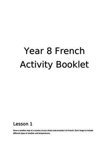 French cover work booklet | Teaching Resources