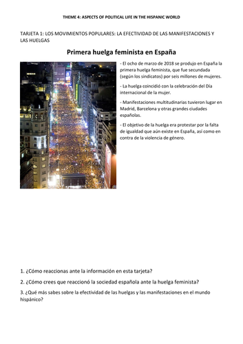 Spanish A Level: Paper 3 (Speaking). Discussion cards. Perfect for home ...