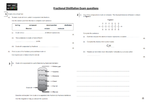 AQA 1-9 Chemistry Fractional Distillation | Teaching Resources