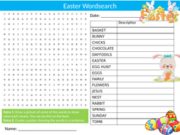 3 x Easter Wordsearch Sheet Starter Activity Keywords Cover Homework RE ...