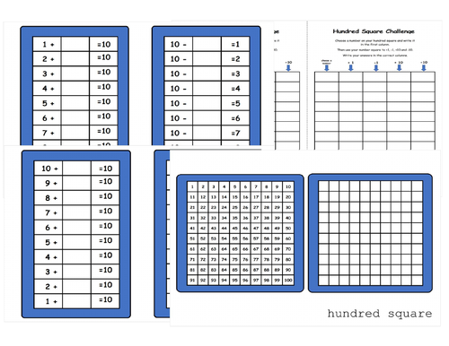 Primary Maths Bundle - Hundred Square, Times Tables Square, Challenge ...