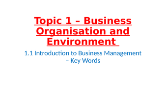 IB Business Management – Unit 1 Business Organization and Environment - 1.1 Introduction to ...