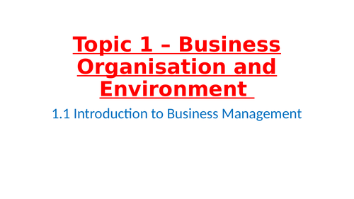IB Business Management – Unit 1 Business Organization and Environment ...