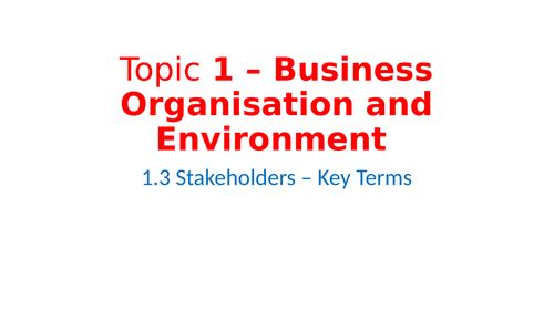 IB Business Management – Unit 1 Business Organization and Environment ...