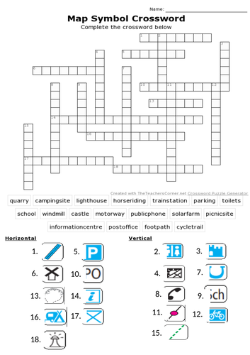 Map Symbol Crossword Puzzle | Teaching Resources