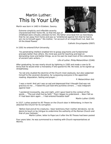 Martin Luther and the early Reformation | Teaching Resources