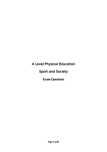 AQA A LEVEL PE Sport and Society Exam Questions | Teaching Resources
