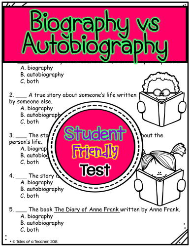 Biography vs Autobiography Test | Teaching Resources