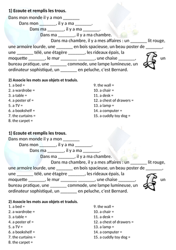 Dans ma chambre | Teaching Resources